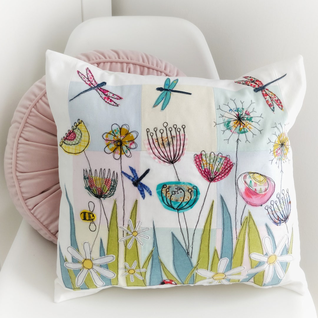 PDF Spring Meadow Cushion Cover Patchwork and Applique Sewing Pattern ...