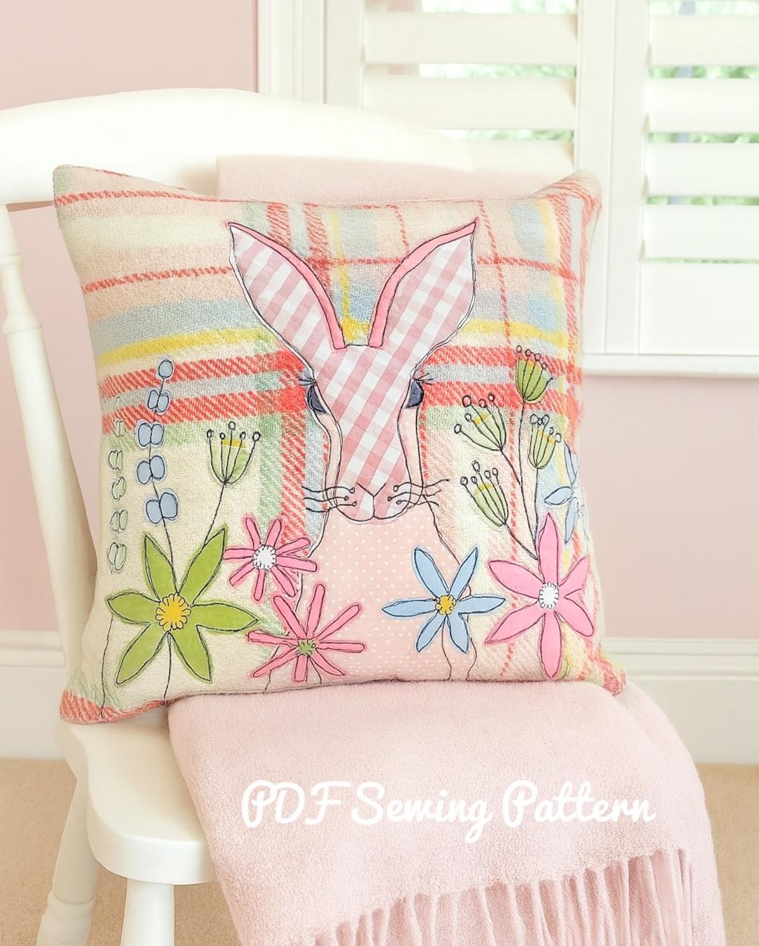 Harriet Hare Cushion Cover Sewing Pattern, Applique Design (PDF Pattern ...