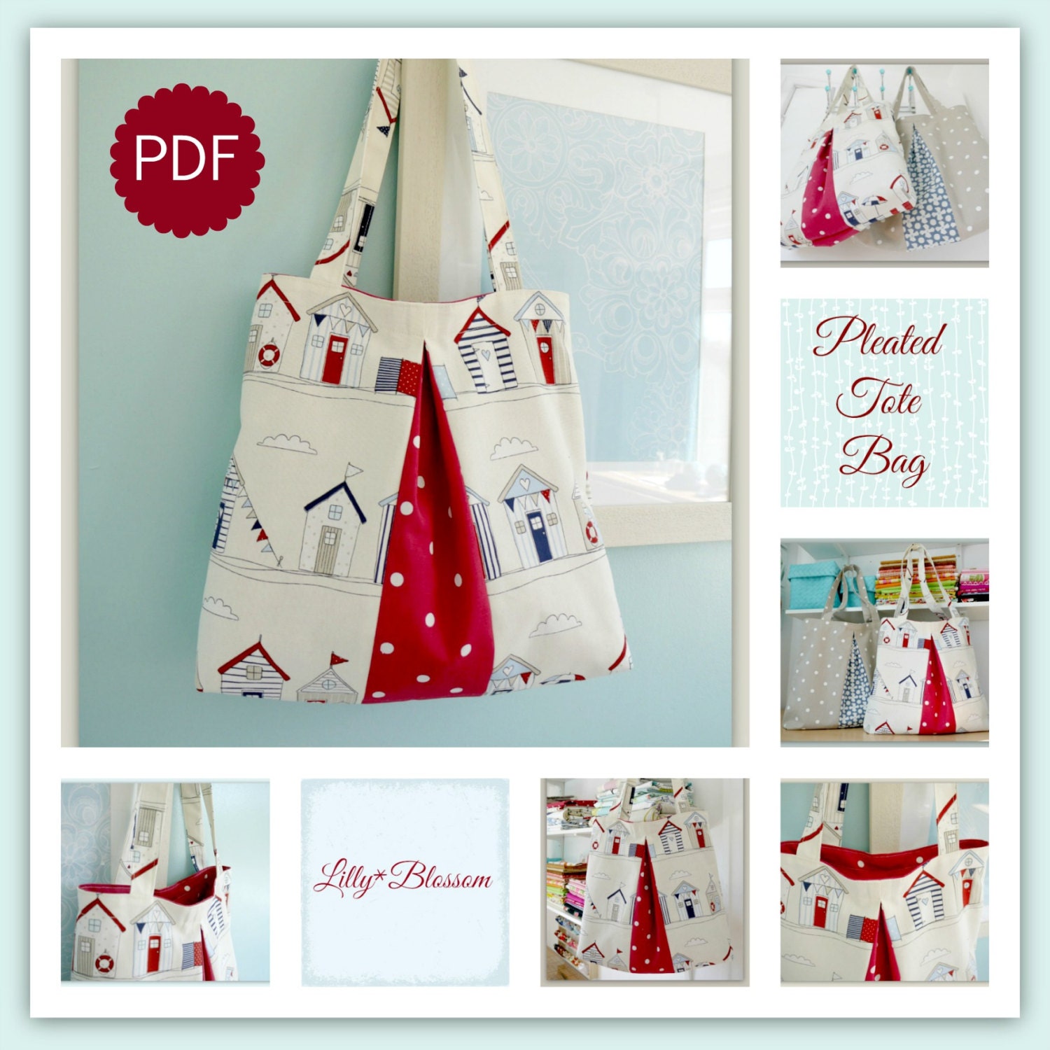 Digital Sewing Pattern PDF Pleated Tote Bag Shopping - Etsy UK