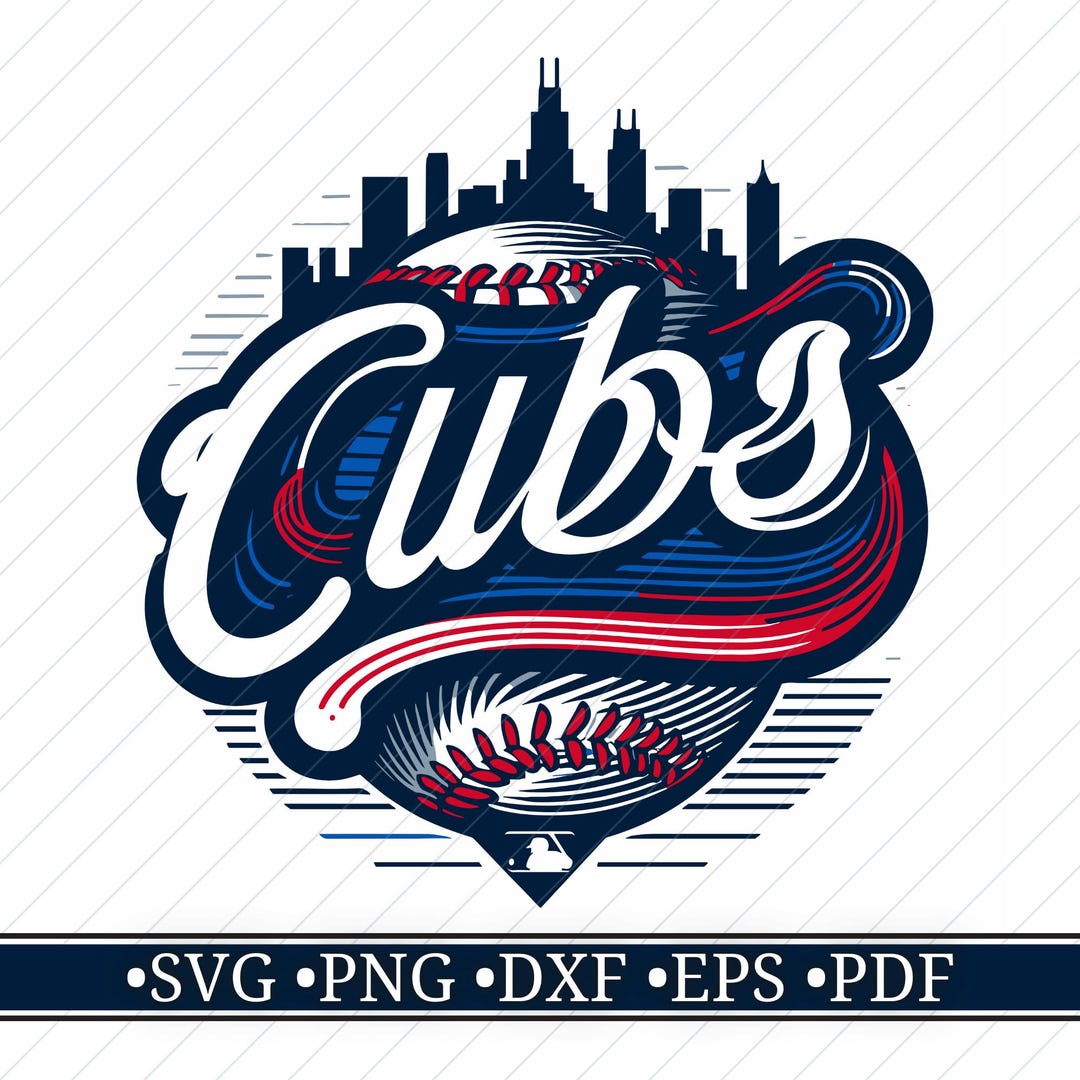 Cubs Baseball Svg, Chicago City Skyline Baseball Design, Vintage Sports ...