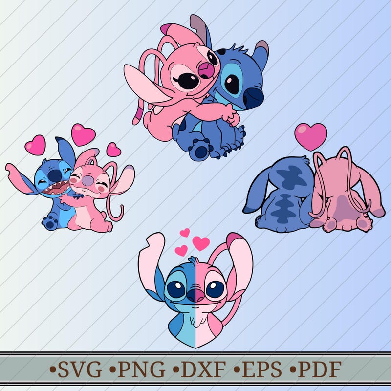 Stitch and Angel Svg - Etsy