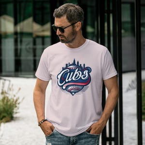 Cubs Baseball Svg, Chicago City Skyline Baseball Design, Vintage Sports ...