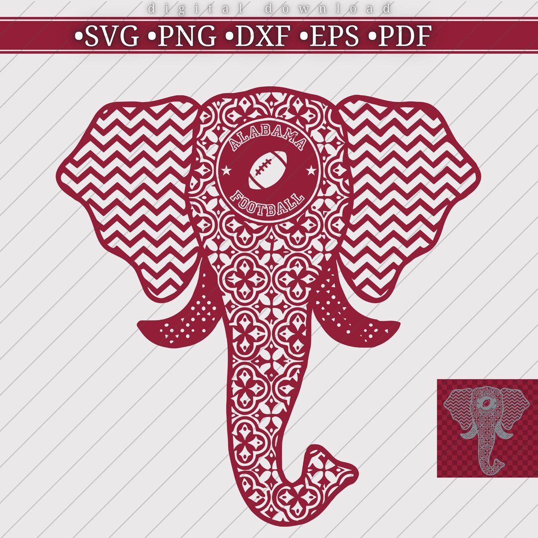 Alabama Football Svg Mandala Mascot Eephant, Game Day, American ...