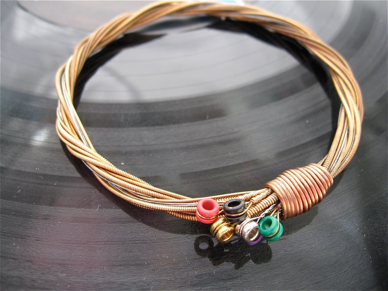 Recycled Acoustic Guitar String Bracelet Bronze Colored With - Etsy