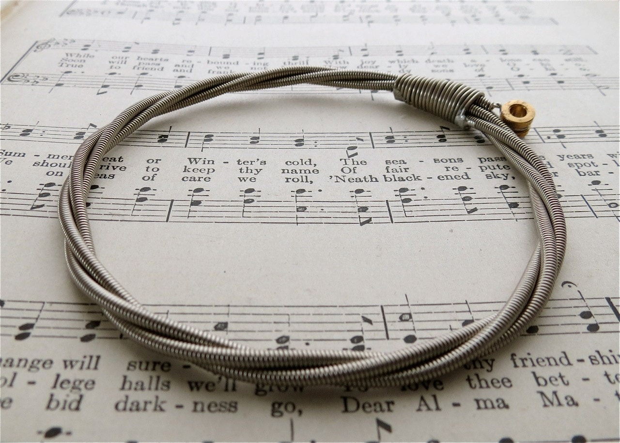 Recycled Bass Guitar String Bracelet Silver Colored Unisex Sustainable ...