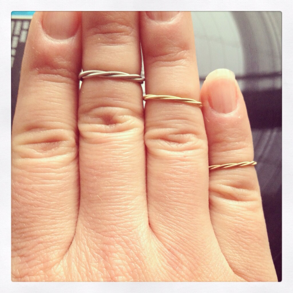Guitar String Stackable Midi Ring in YOUR CHOICE of Acoustic Brass ...
