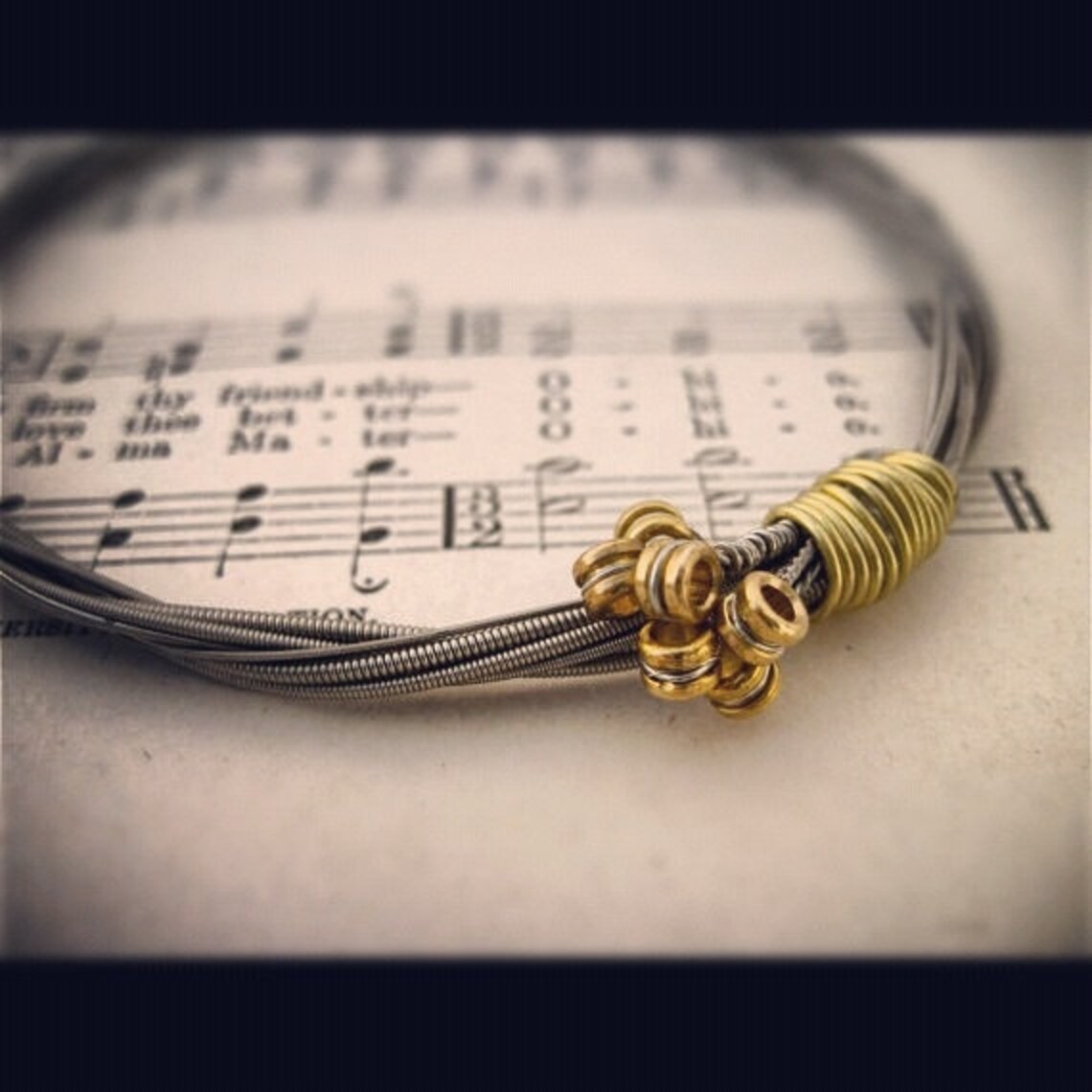 Recycled Electric Guitar String Bracelet Silver Colored With | Etsy