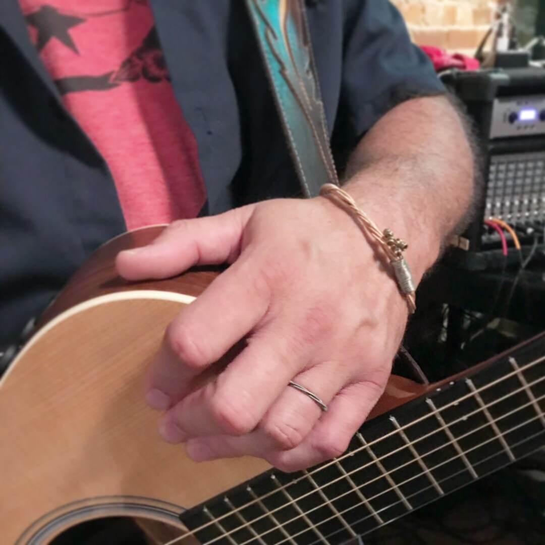 Recycled Acoustic Guitar String Bracelet Bronze Colored With Brass Ball ...