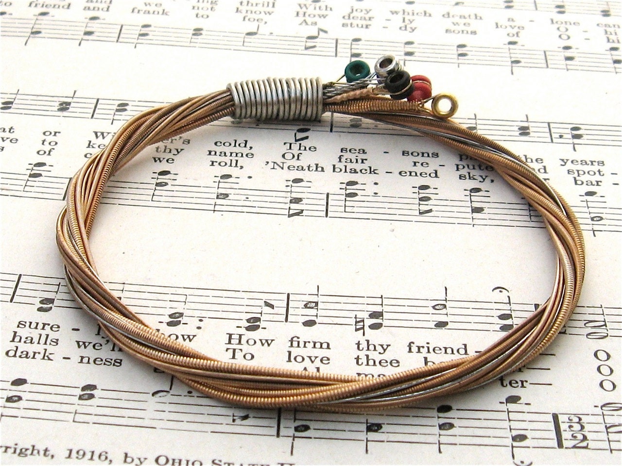 Acoustic Guitar String Bracelet Bronze Colored With Colored - Etsy