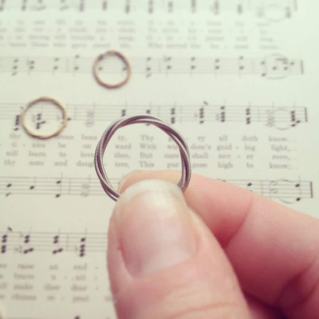 Guitar String Stackable Midi Ring in YOUR CHOICE of Acoustic Brass ...