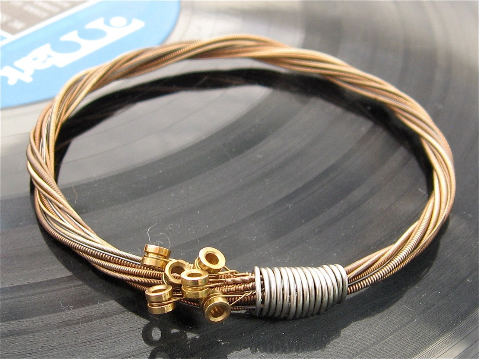Recycled Acoustic Guitar String Bracelet Bronze Colored With - Etsy