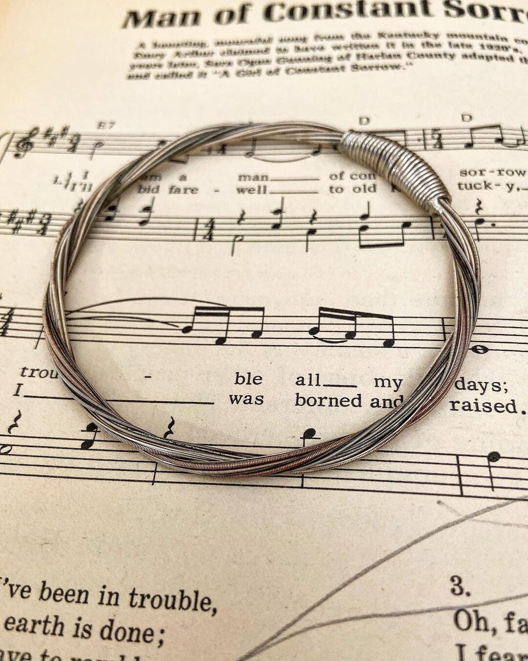 Reciclado BANJO Guitarra String Bracelet color plata Unisex Unique ...