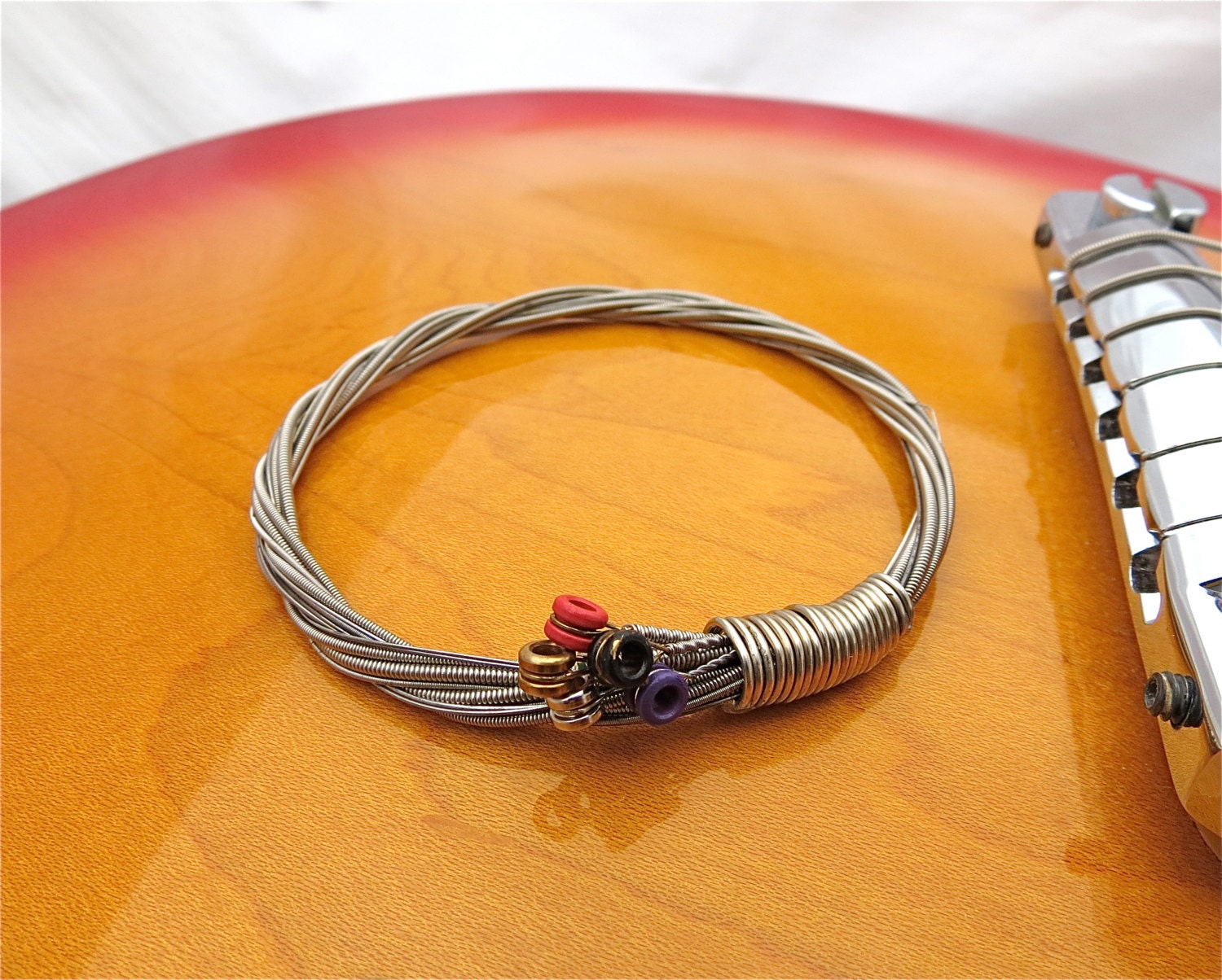 Recycled Electric Guitar String Bracelet Silver Colored With - Etsy