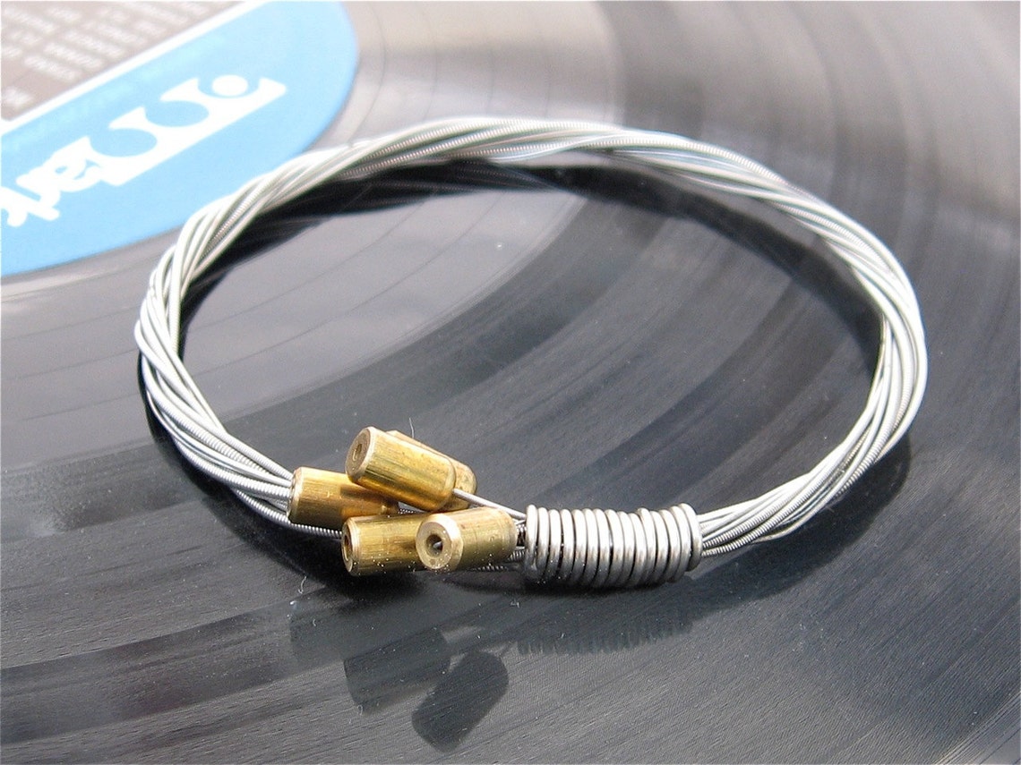 Recycled Electric Guitar String Bracelet Silver Colored With - Etsy