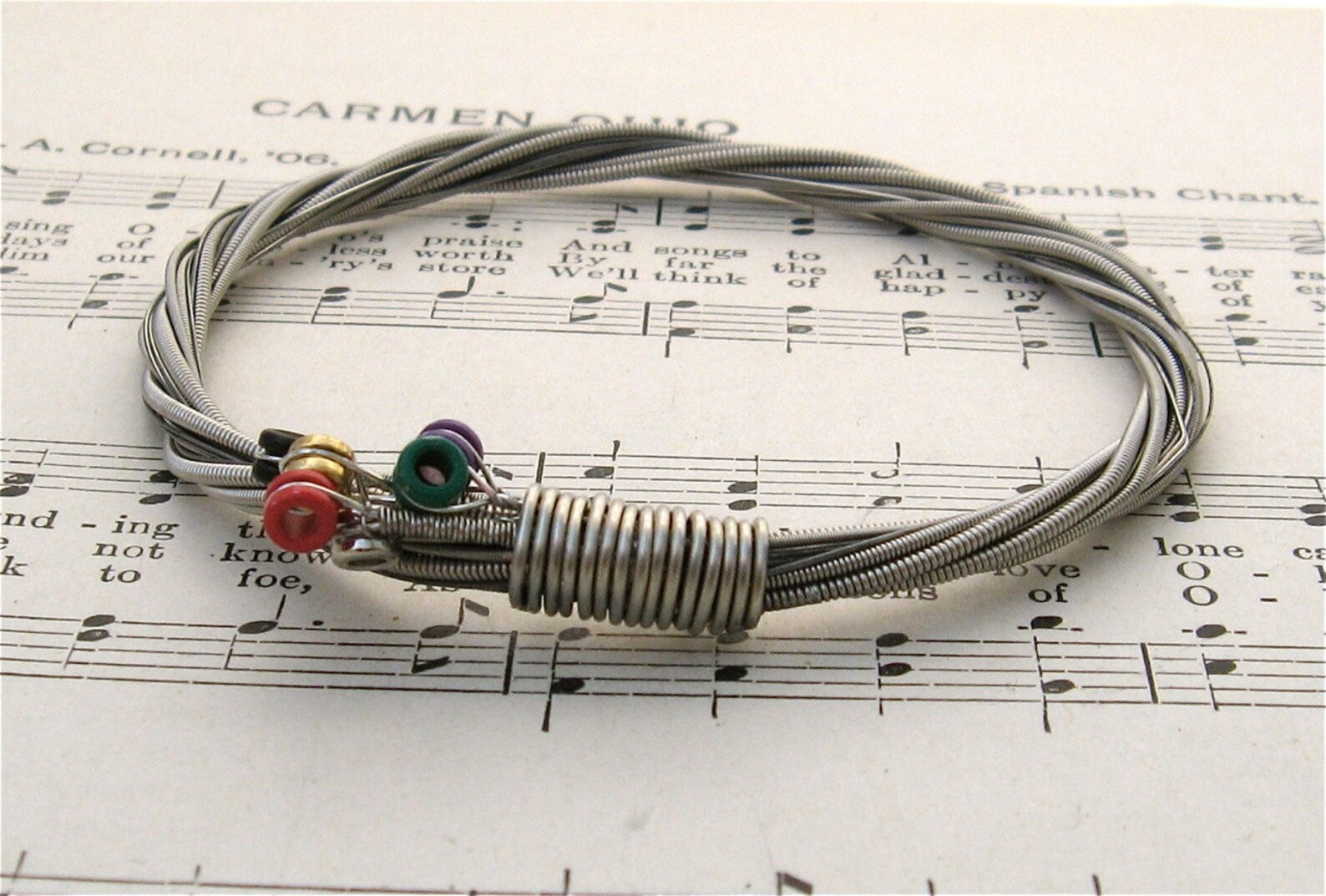 Electric Guitar String Bracelet Silver Colored With Colored Ball Ends ...