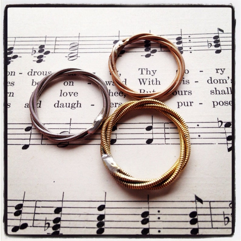 Recycled Guitar String Stacking Ring in YOUR CHOICE of - Etsy