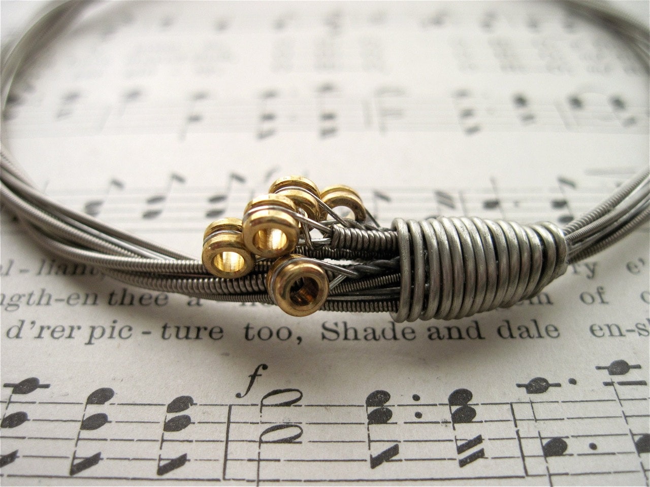 Recycled Electric Guitar String Bracelet silver colored with | Etsy