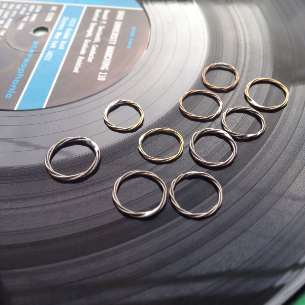 Guitar String Stackable Midi Ring in YOUR CHOICE of Acoustic Brass ...