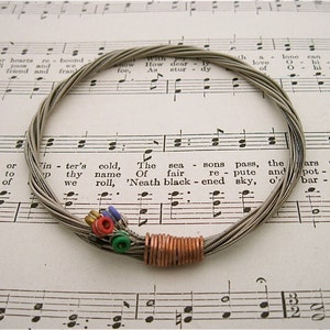 Recycled Electric Guitar String Bracelet Silver Colored With Colored ...