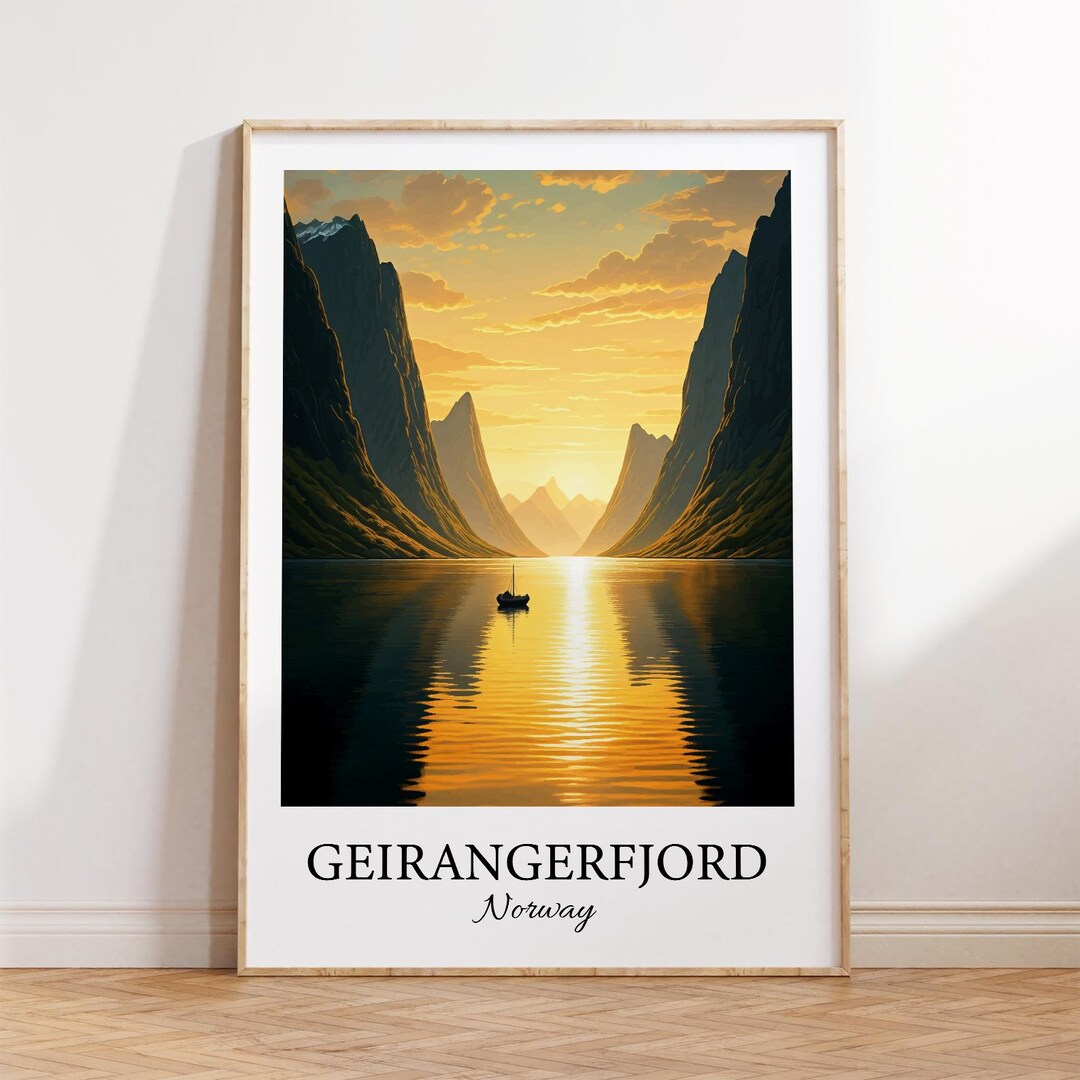 Geirangerfjord City Print, Geirangerfjord Travel Poster, Norway Travel ...
