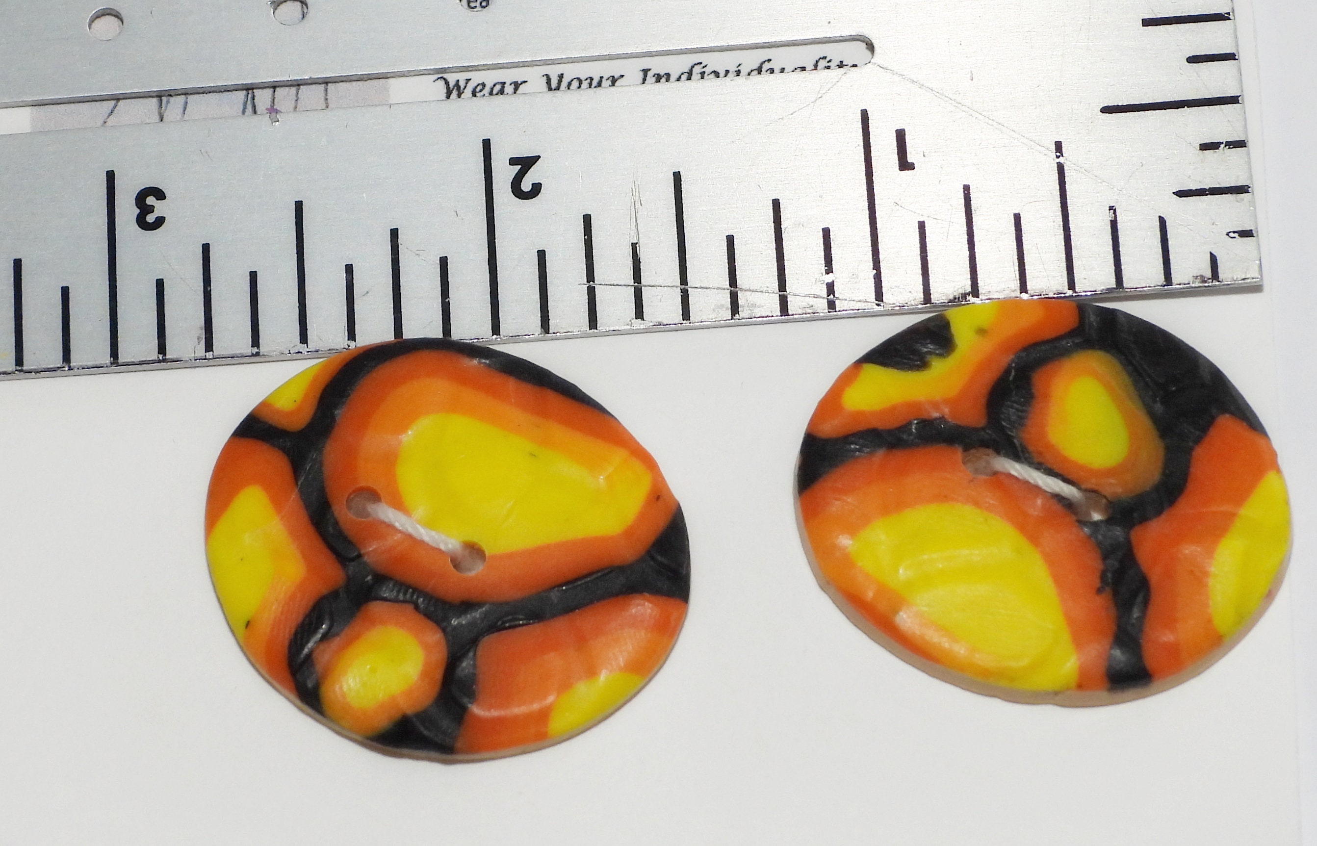 Yellow Orange and Black Oval Fashion Buttons in Organic Design - Etsy ...