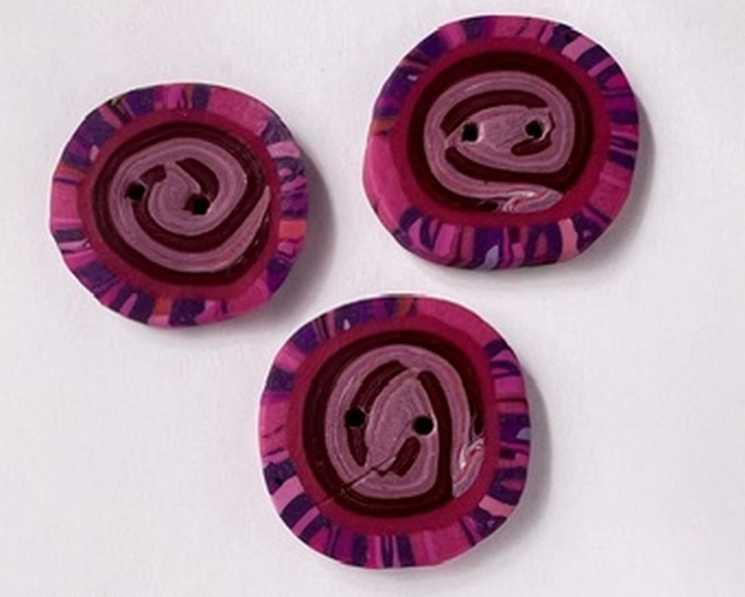 Magenta and Pink Spiral Buttons With the Hint of a Face - Etsy