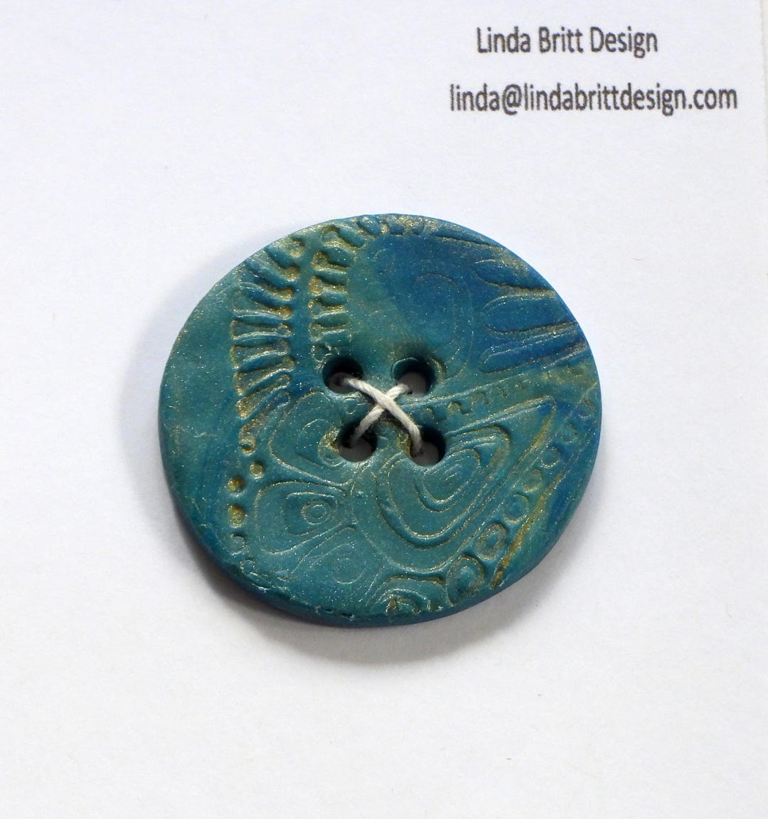 Large Round Blue-green Patterned Button - Etsy