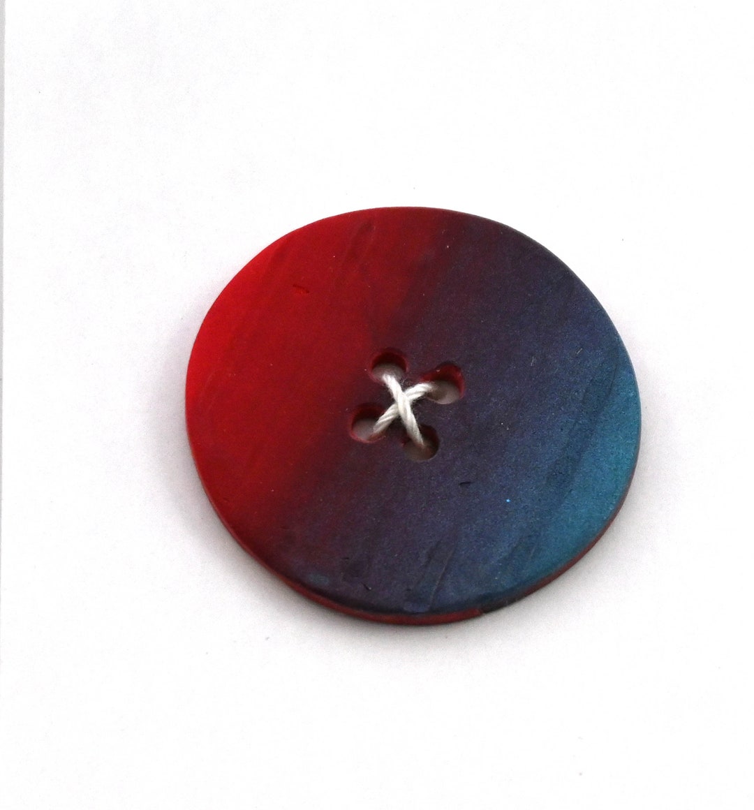 Large Red and Blue Shaded Button With Texture Stripes - Etsy