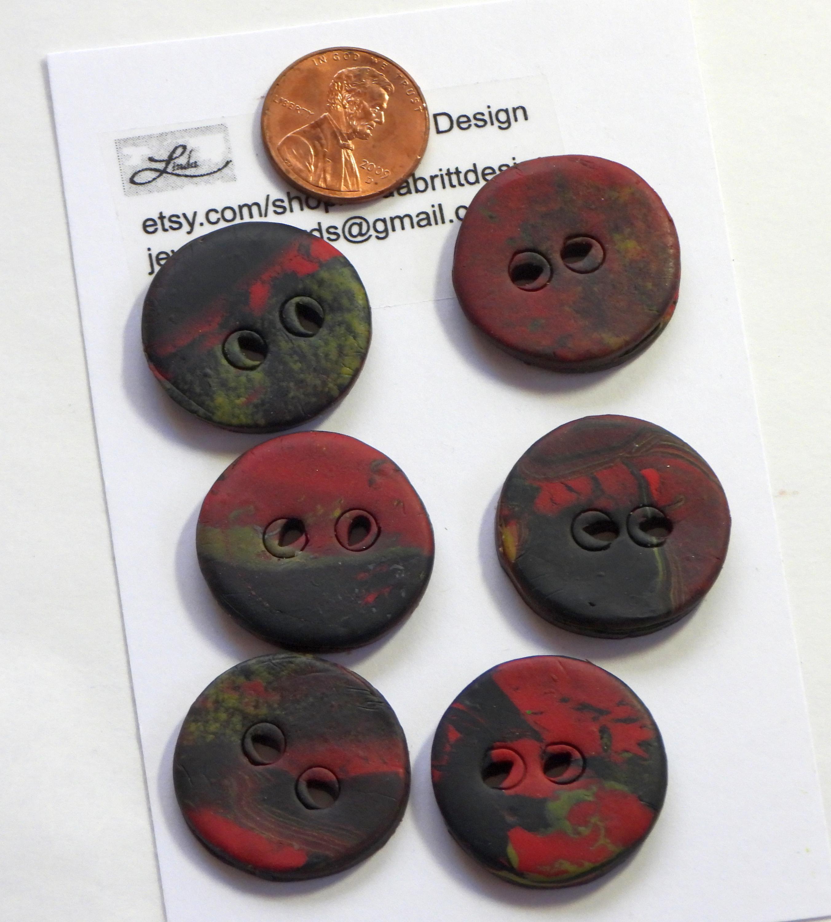 5 Round Classy Red Abstract Buttons - Etsy
