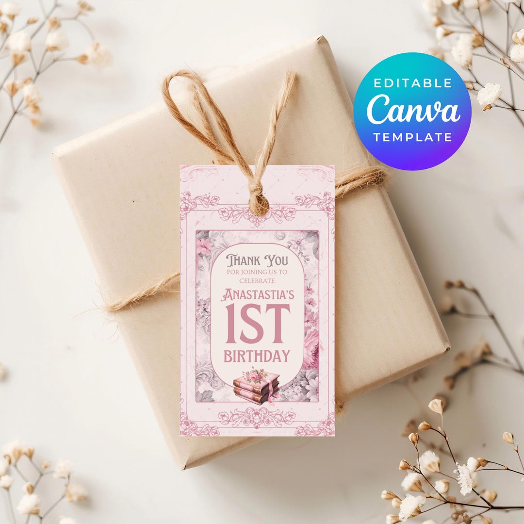 Storybook Theme Favor Tags Pink Birthday Favors Thank You Gift Label ...