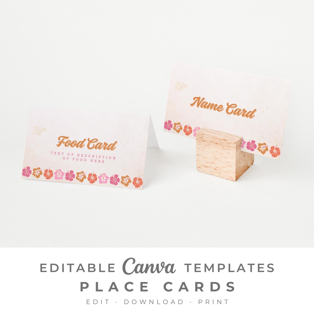 Luau Food Labels, Sweet 16 Name Tags, Hawaiian Party Favor, Editable ...