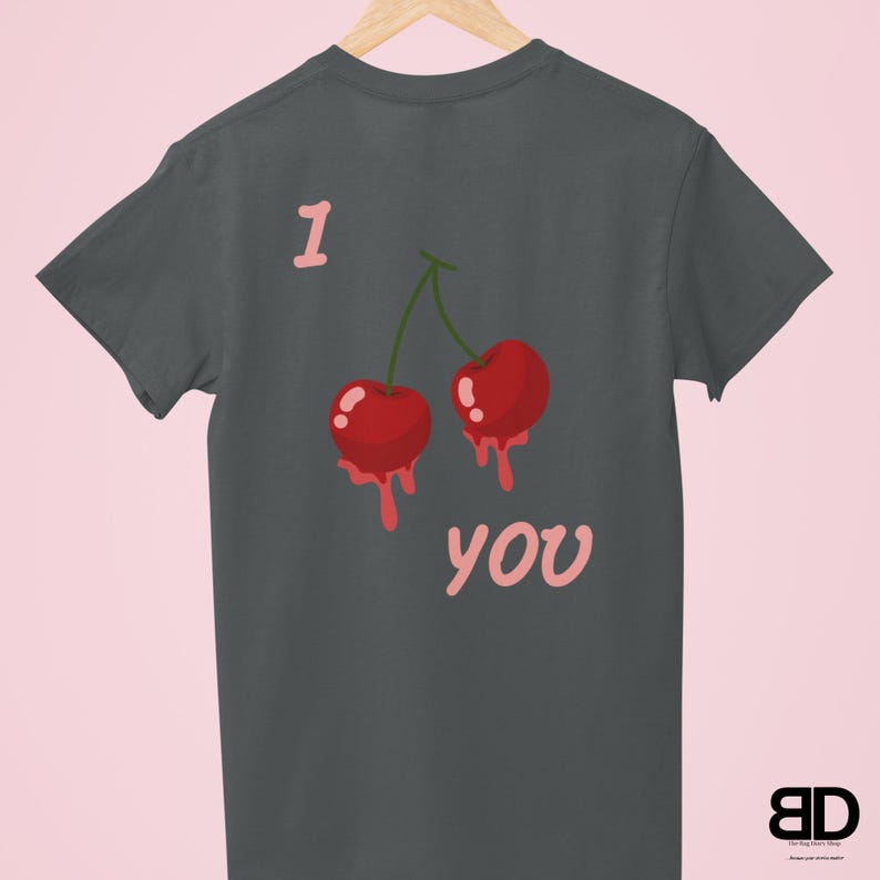 Cute Cherry Graphic T-shirt, "i Cherish You" T-shirt, Minimal Front ...