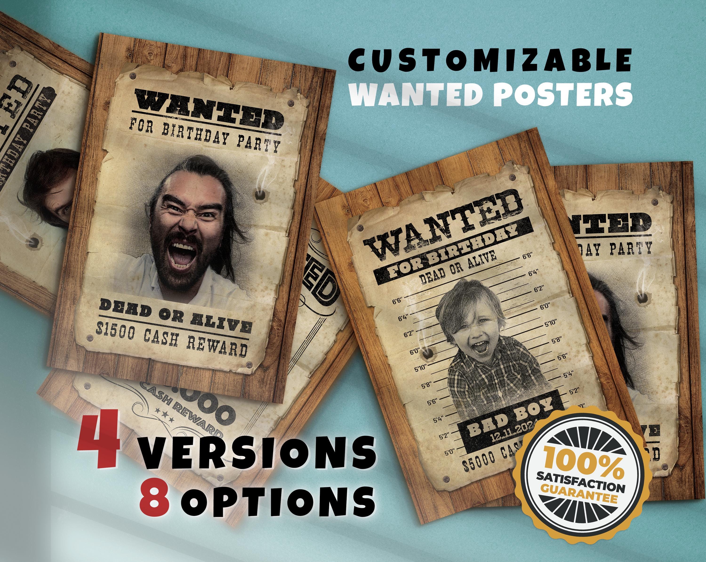 Customizable Wanted Poster, Funny Gallery Board, Wooden Display ...
