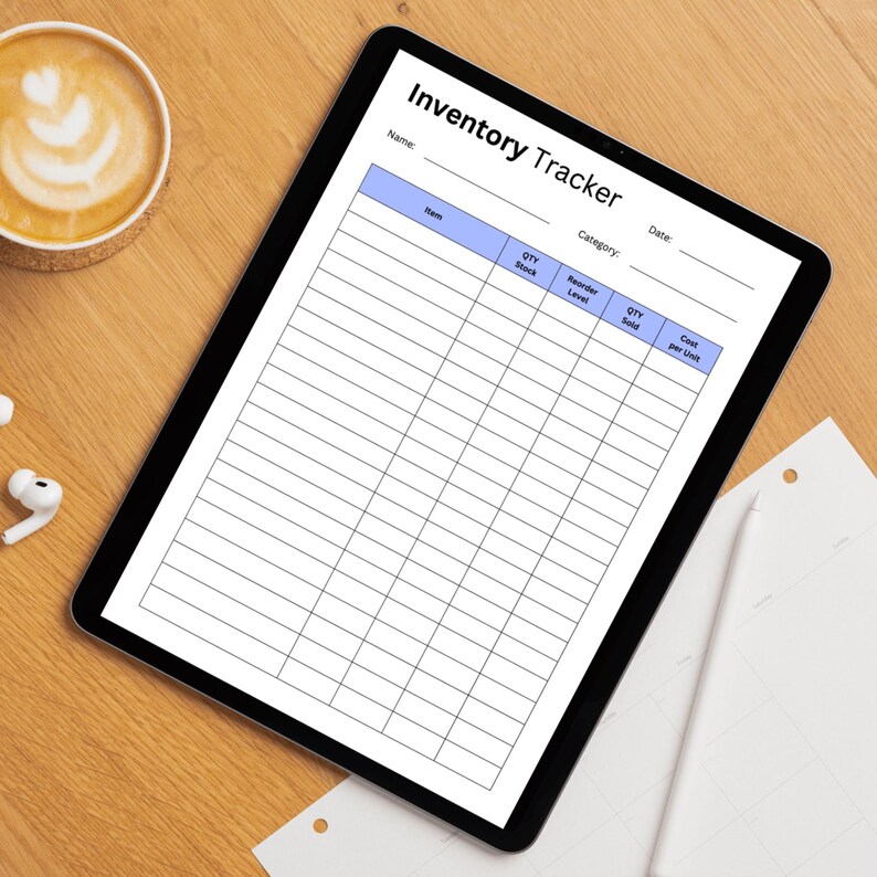 Inventory Tracker PDF Excel Template | Printable Digital Log for Small ...