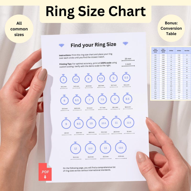 Printable Ring Chart - Etsy