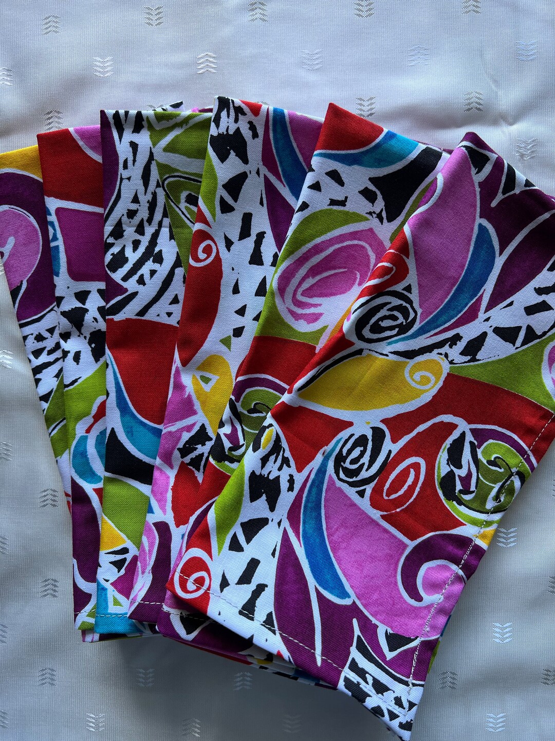6 Beautiful Hemmed Napkins, Zero Waste Napkins, Custom Made Cloth ...