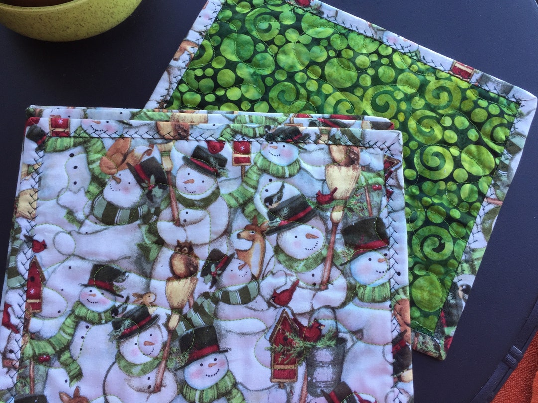 Set of 4, Machine Quilted Christmas, Quilted Table Mats, Table Mats ...