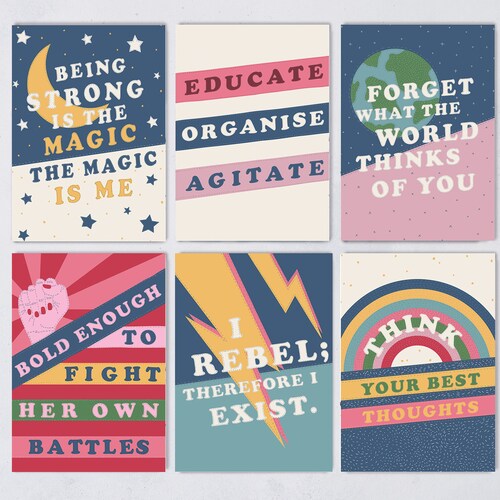 Postcard Set Slogan Empowering - Etsy UK