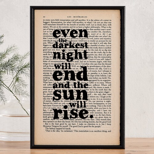 Les Misérables Gift Inspirational Quote Framed Book Page - Etsy