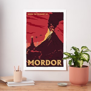 Mordor Vintage Style Travel Poster, Literary Poster, Book Lover Poster ...