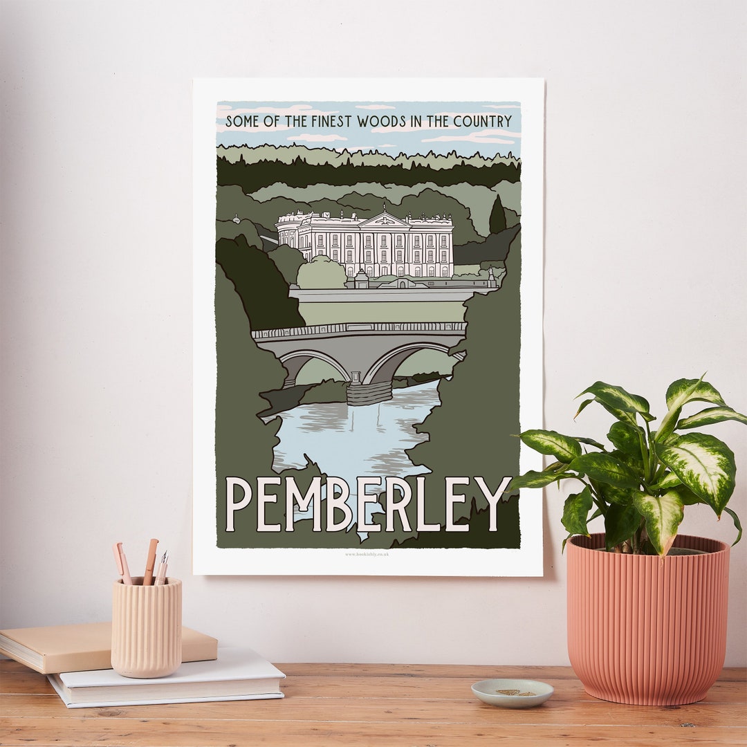 Pemberley Art Print - Pride and Prejudice Inspired Vintage Travel ...