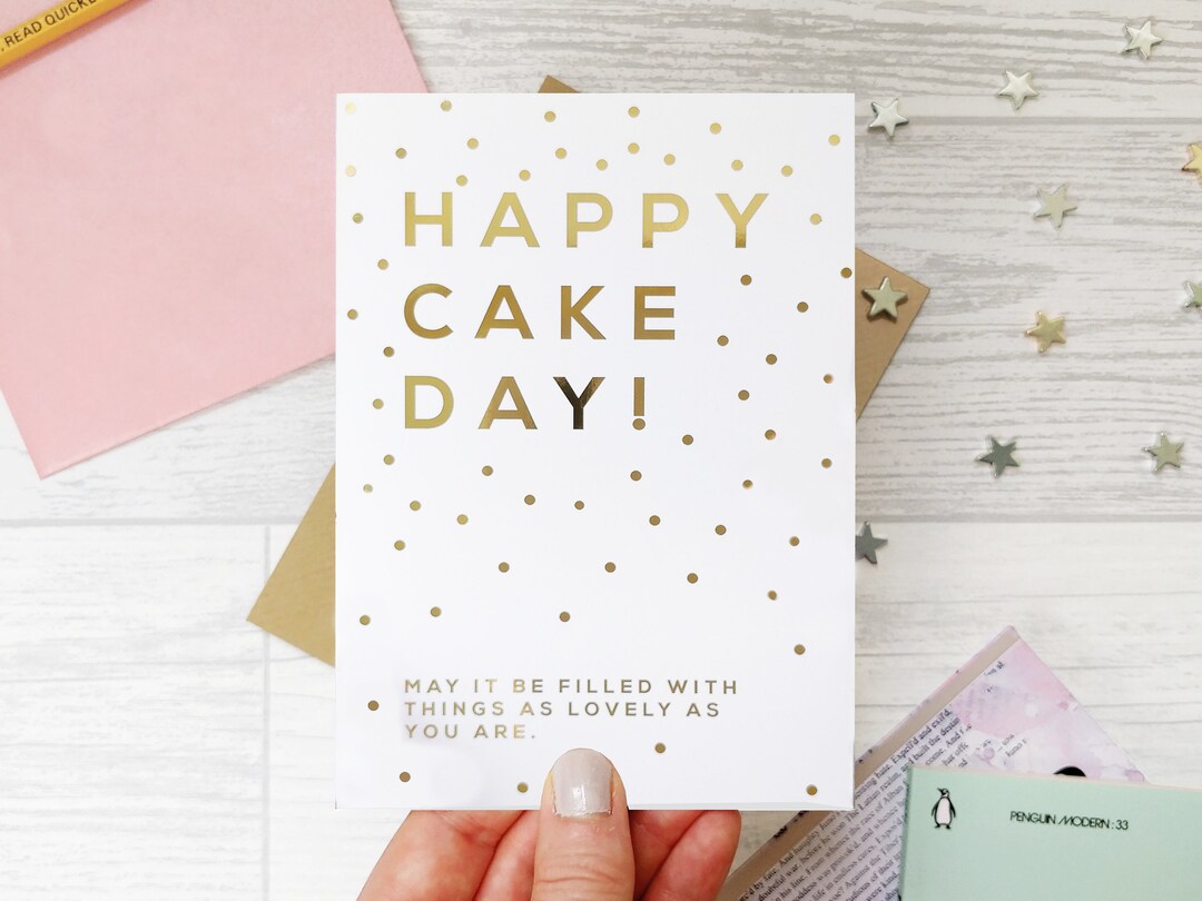 Birthday Card – Gold Foil - Happy Cake Day - Card for Her - Etsy