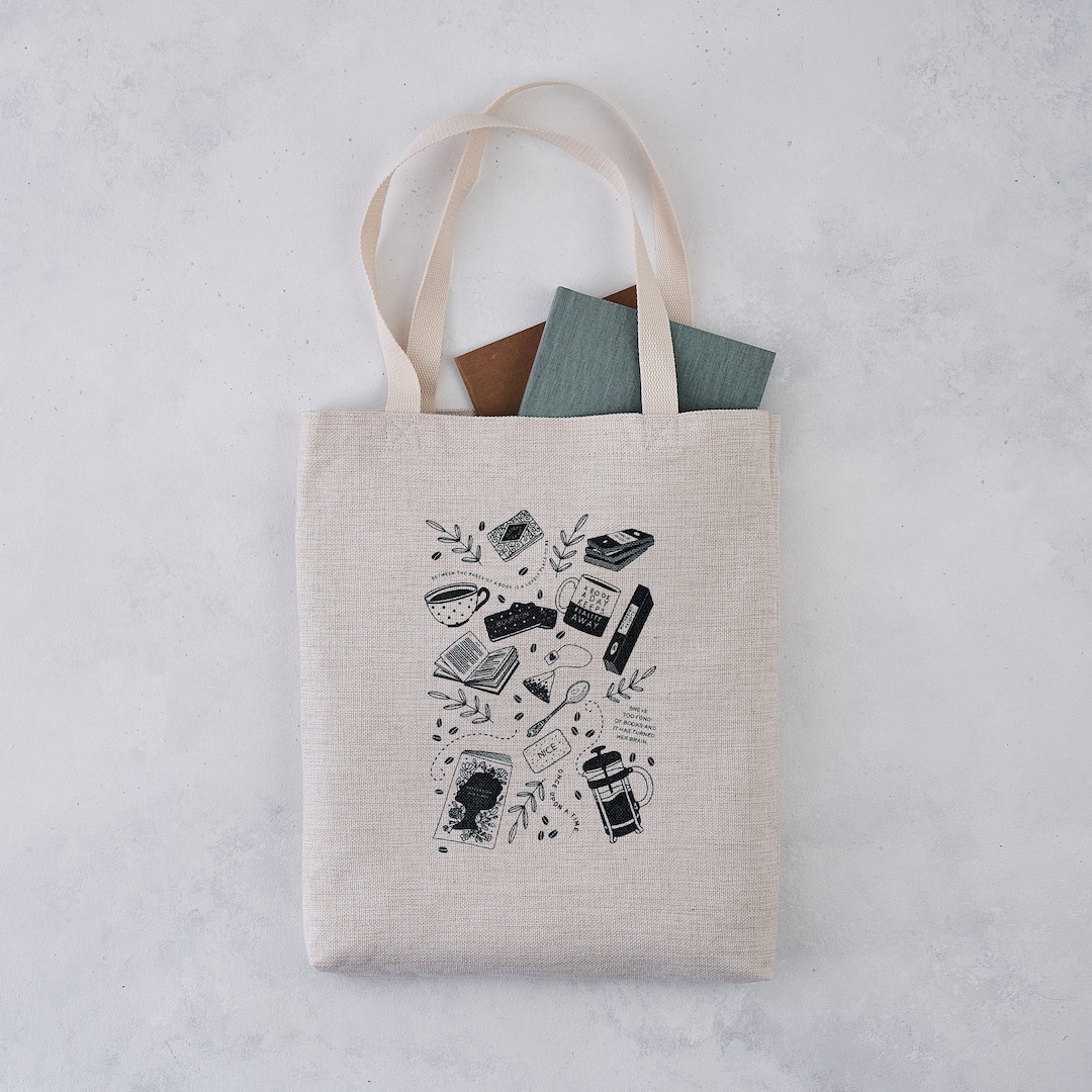 Reader Tote Bag - Books, Biscuits and Hot Drink - Book Lover's ...