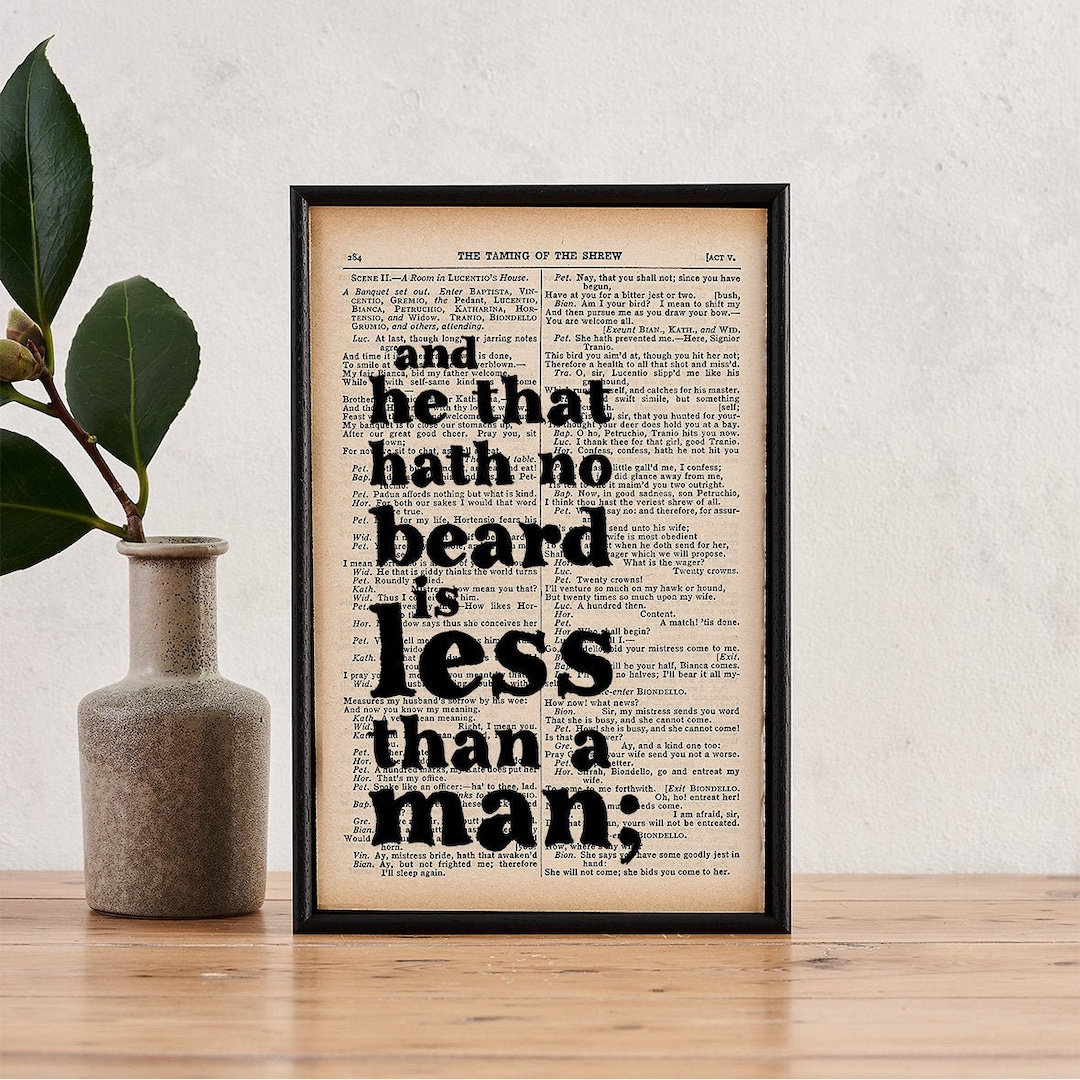 Beard Gifts - Book Page Art - Beard Quote - William Shakespeare ...