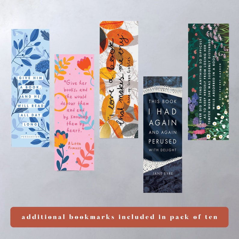 Book Lover Bookmark Set Bookmark Bundle Five Bookmarks - Etsy