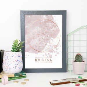 Map of the Stars Print Star Chart Night Sky Print Custom Star Map Blush ...