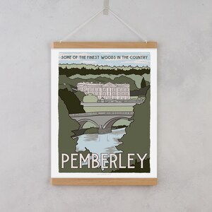 Pemberley Art Print - Pride and Prejudice Inspired Vintage Travel ...