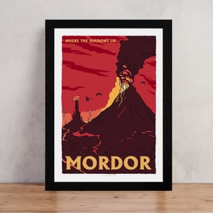 Mordor Vintage Style Travel Poster, Literary Poster, Book Lover Poster ...