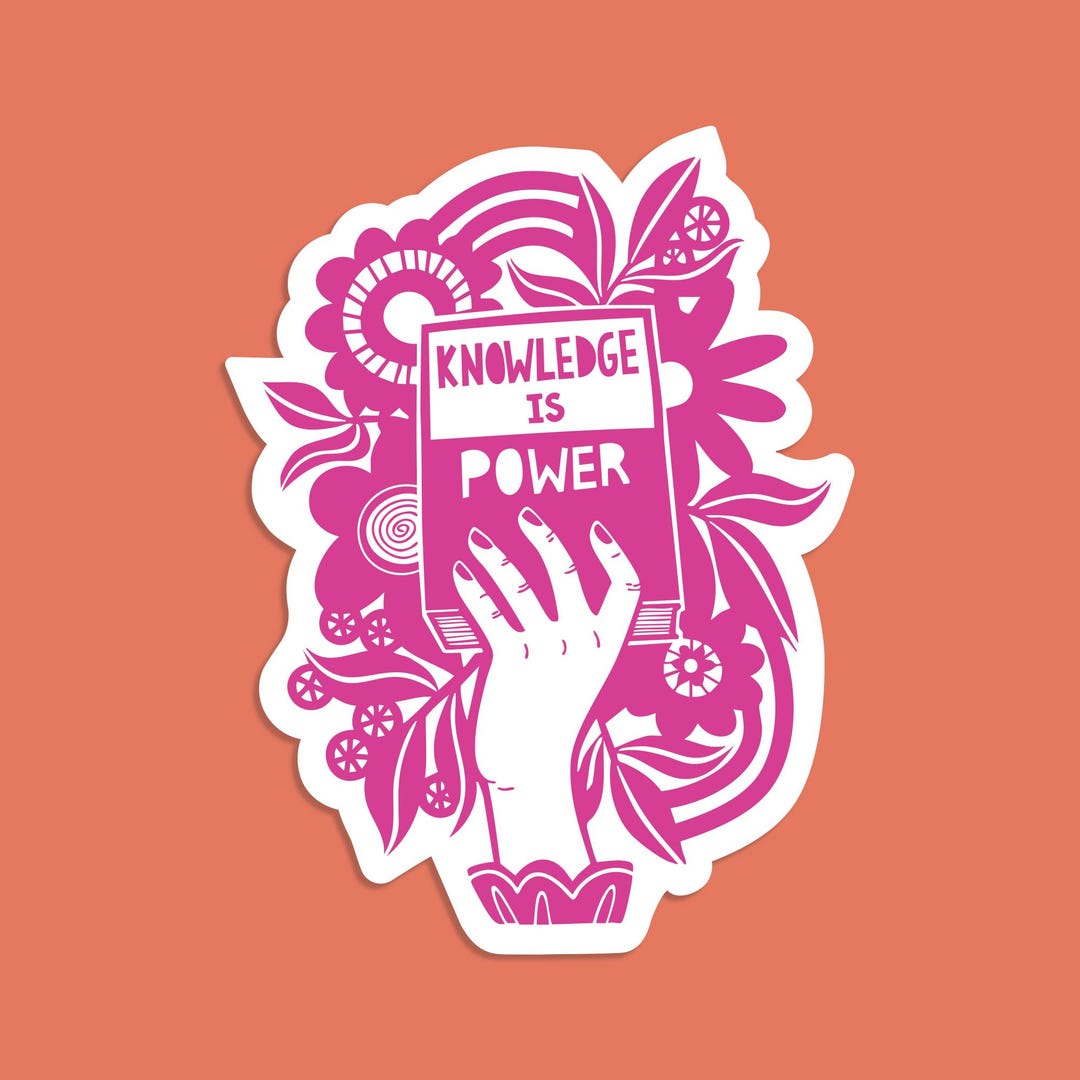 Knowledge is Power Sticker Magenta Vinyl Decal, Bookish Gift, Reader’s ...