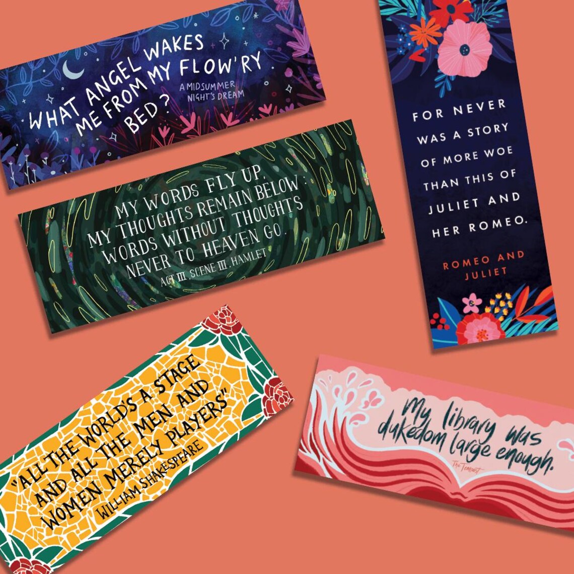 William Shakespeare Bookmark Set of 5 | Classic Lit Bundle - Etsy